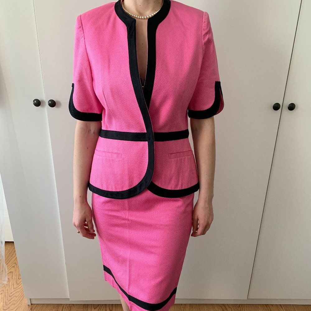 Barbie Aesthetic, Fuchsia Pink Suit, With Black Trim. - Gem